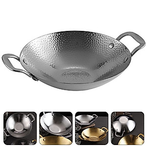 Hemoton Alcohol Pot Cooking Pot Small Stockpot Metal Grilling Wok Cast Iron Wok Omelet Sauce Pan Non Stick Wok Pan Steel Wok Grilling Pan Pasta Pots Chinese Work Spain Stainless Steel