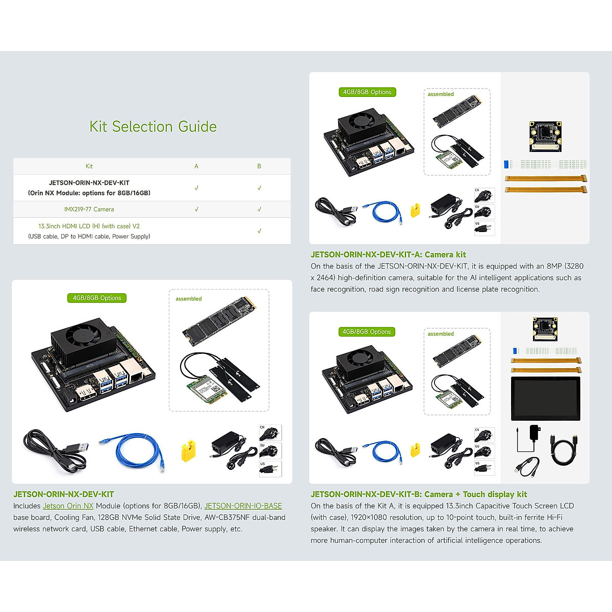 Waveshare Jetson Orin NX AI Development Kit for Embedded and Edge Systems, with 16GB Memory Jetson Orin NX Module