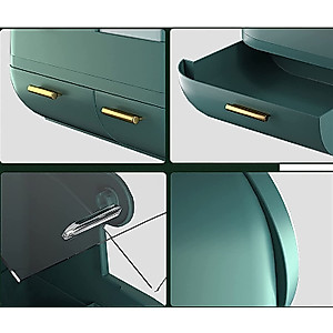 YXYH Cosmetic Organizer with Fan and 360° Rotating LED Mirror 3 Color Adjustable Standing Countertop Multifunctional Makeup Storage Box ( White)