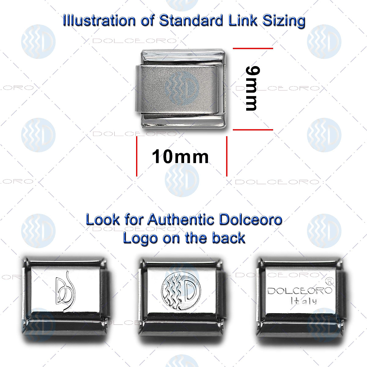 Dolceoro Alphabet E Letter Initial, 9mm Traditional Classic Type Italian Modular Charm Bracelet Link - Stainless Steel