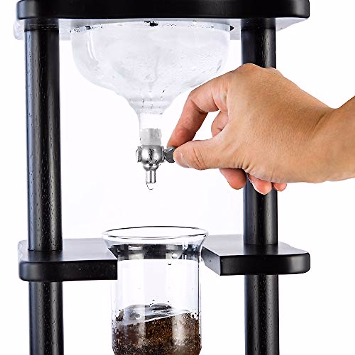 Yama Glass Cold Brew Maker I Ice Coffee Machine With Slow Drip Technology I Makes 6-8 cups (32oz), Large Capacity Cold Brew Coffee Tower, Black