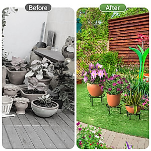 MTCode Metal Plant Stand, 5 Pack Plant Stands for Indoor Outdoor, Flower Pot Stands for Plants, Heavy Duty Planter Stand, Rustproof Iron Round Plants Stand for Home, Garden Decor