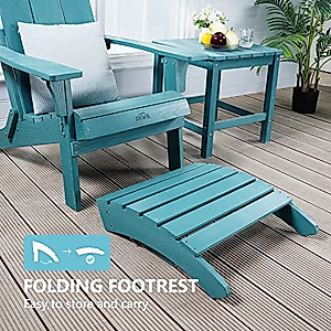 Cecarol Folding Adirondack Ottoman for Adirondack Chair, Folding Easily Adirondack Footstool Without Assembly, Ottoman for Outdoor Porch, Yard, Garden, Blue-ACO01