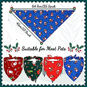 YTFU 4 Pack Christmas Bandanas for Dogs Christmas Dog Bandanas for Large Dogs Medium Dogs Small Dogs Cotton Dog Holiday Bandanas Snowman Snowflake Pet Dog Christmas Scarf for Christmas Party