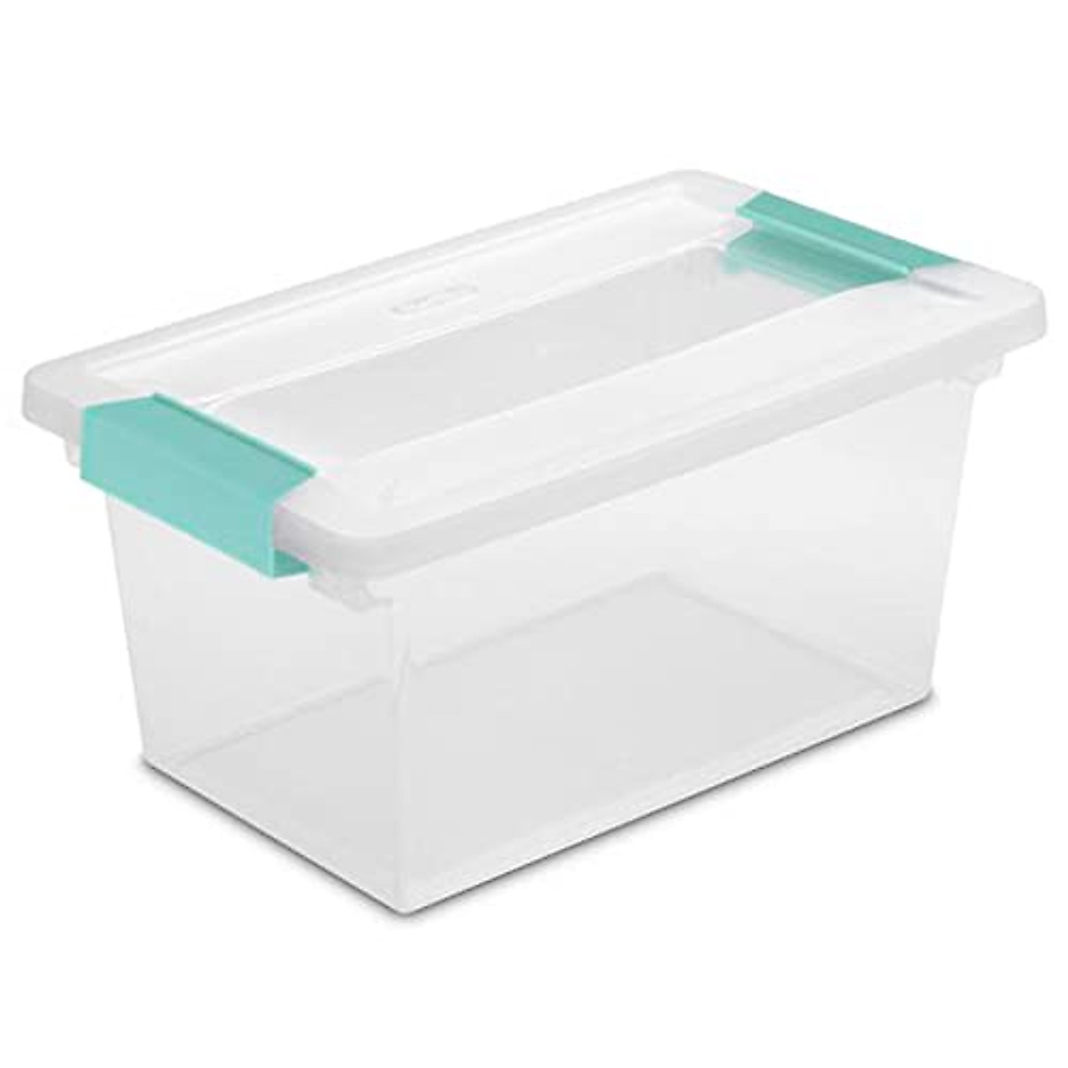 Sterilite Plastic Medium Clip Stacking Storage Box Container with Latching Lid for Home, Office, Workspace, and Utility Space Organization, 4 Pack