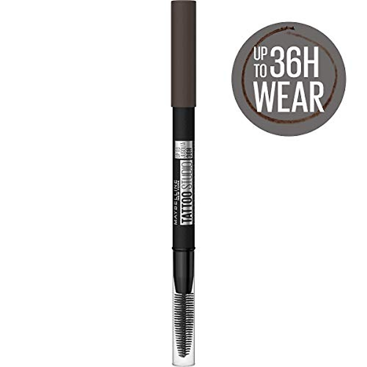 Maybelline TattooStudio Waterproof Eyebrow Pencil, Sharpenable, Longwear, Long Lasting Eyebrow Pencil, Defined Brows, Pigment Brow Pencil, Black Brown, 1 Count