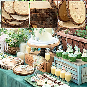 FSWCCK 6 Pack Nature Unfinished Round Wood Slices, 7-8 Inches Wooden Circle, Large Wood Slabs for Weddings Centerpieces Decor and DIY Painting Crafts