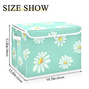 innewgogo Poppies Floral Sunflower Storage Bins with Lids for Organizing Collapsible Storage Cube Bin with Handles Oxford Cloth Storage Cube Box for Bed Room