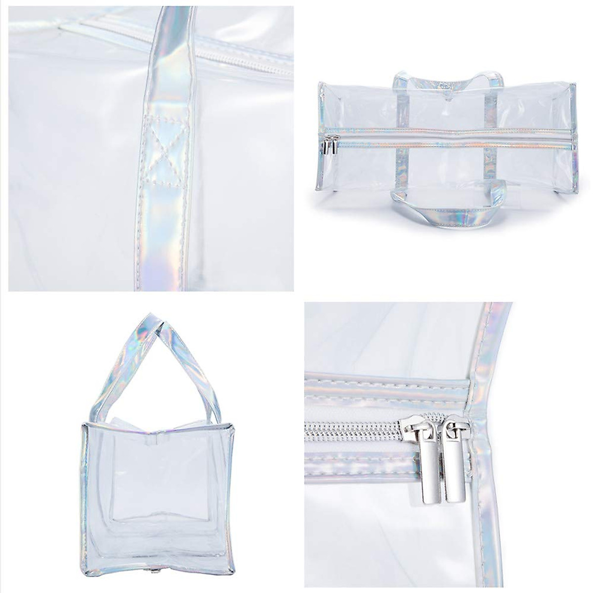 GigabitBest Clear Tote Bag Transparent Bag Stadium Approved Travel Gym See Through Toiletry Bag for Women