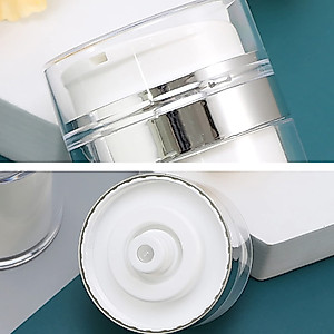 wgdpnp Airless Pump Jar Small Cream Jar with Perfume Pump Bottle Vacuum Bottle Containers Portable Airless Pump Bottle Refillable Airless Pump Jars for Toiletries Cosmetic Container (1PCS, 50ml)