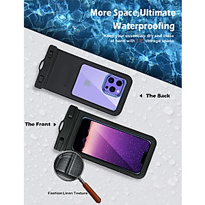 KUXNGUYI Waterproof Phone Pouch [2-Pack with Lanyard],Universal IPX8 Diving Grade Underwater Case,HD Touch Large Cellphone Protector Waterproof Dry Bag Up to 7.2"