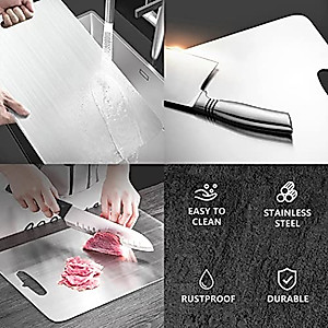 YEAVS Stainless Steel Cutting Board for Kitchen Heavy Duty Chopping Board(Medium, 11.4"L x 7.9" W)