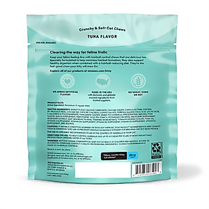 Amazon Brand - Kitzy Hairball Control Crunchy and Soft Natural Cat Chews, Tuna, 16 oz