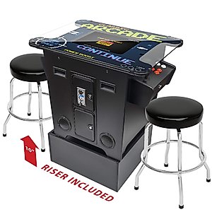 Creative Arcades Full Size Commercial Grade Cocktail Arcade Machine w/Riser | 2 Player | 60 Games | 22" LCD Screen | Square Glass Top | 2 Sanwa Joysticks | 2 Stools Included | 3 Year Warranty