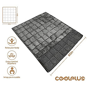 Coolplus Fleece Weighted Blankets 20lb ,Soft Sherpa and Warm Fuzzy Dual Sided Throw Blanket for Adult, Plush Weighted Blankets Suit for Sofa, Twin/Full Size Bed, 60 x 80 Inch, Grey