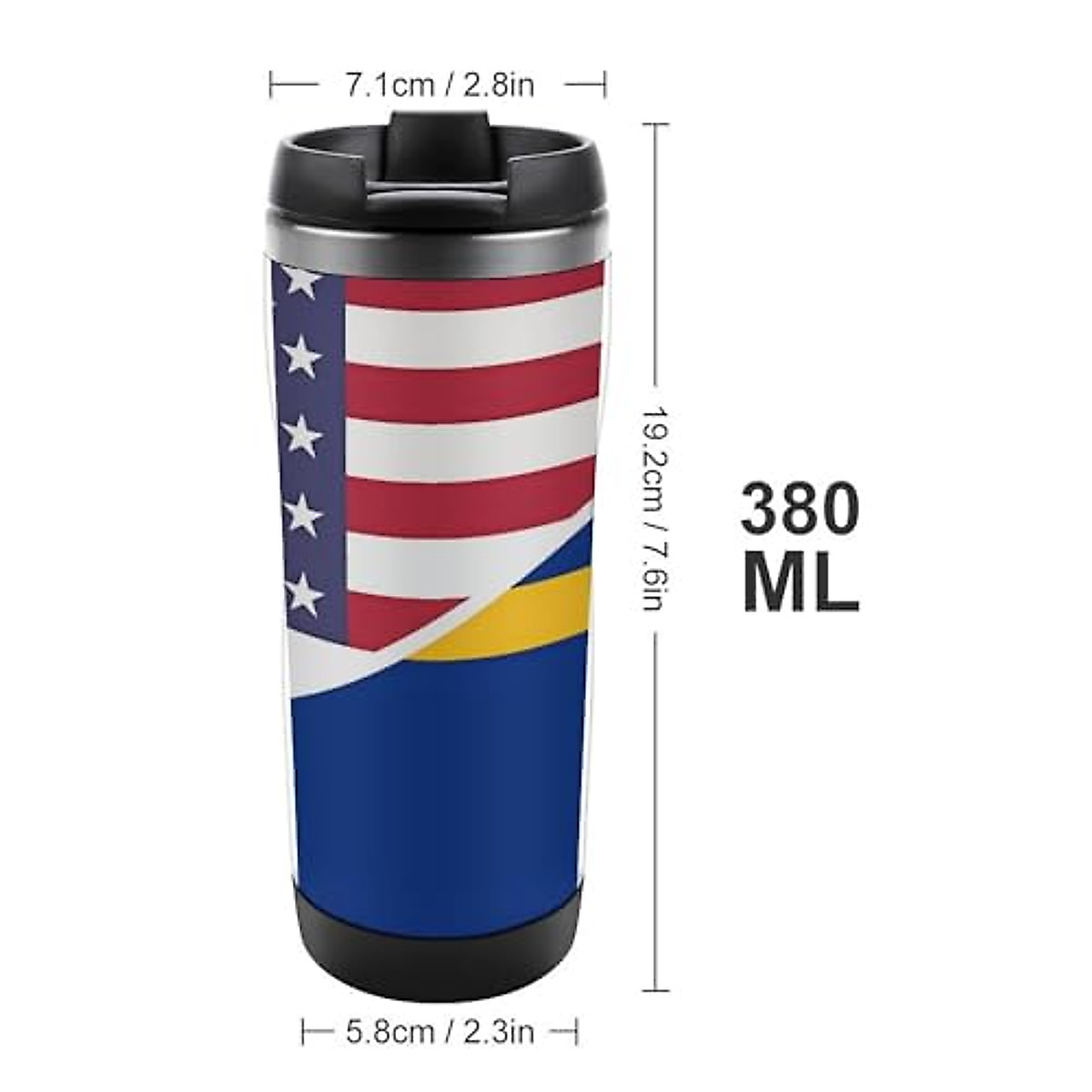 U.S.A. and Nauru Flags Travel Coffee Mug Reusable Insulated Drinking Cup with Lid for Home Outdoor Works 13 Oz