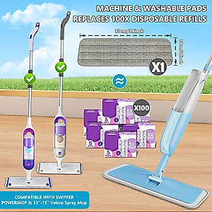 MEXERRIS Microfiber Spray Mop for Floor Cleaning Wet Dry Mop 360 Degree Spin Microfiber Dust Mop Hardwood Floor Mop with 410ML Refillable Bottle Include 3 Microfiber Reusable Pads and 1 Scrubber