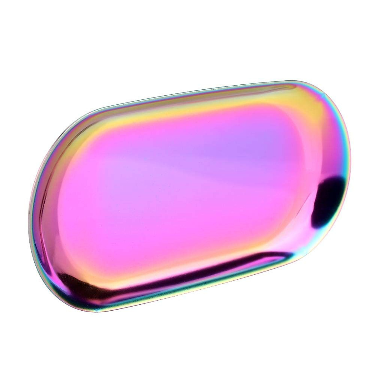 Stainless Storage Organizer Tray Nordic Style Dish Platefor Cosmetics Jewelry Cake Towel Fruit (S-Rainbow)