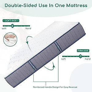 Memory Foam and Innerspring Hybrid Mattress, 14-Inch California King Size Mattress, Two-Sided Flippable Medium Firm Mattress with 2 Bonus Pillows, Bed-in-a-Box, CertiPUR-US