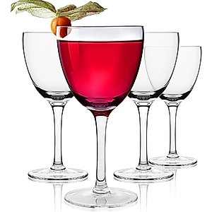 Nick and Nora Cocktail Glasses – Coupe Glasses Set of 4, Large Martini Glasses – Hand-Blown Lead-Free Crystal Glasses for for Any Drink (8.1 oz)