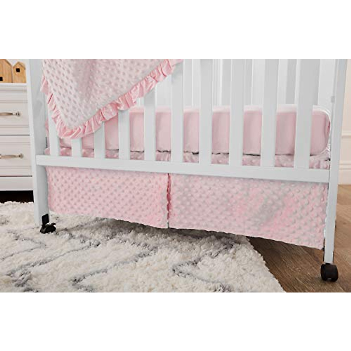 American Baby Company Heavenly Soft Minky Dot 3-Piece Mini/Portable Crib Bedding Set, Pink, for Girls