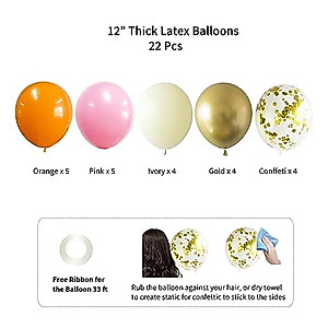 ANSOMO Pink and Orange Happy Birthday Party Decorations Hot Pink Gold Banner Balloons Décor Supplies Women Girls Teens Her Tassel Garland Tissue Pom Poms