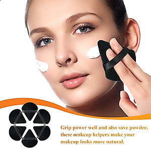 16 Pcs 2 Size Powder Puff Soft Triangle Makeup Puff Cosmetic Foundation Shape Velour Body Face Powder Puff with Strap Makeup Sponges Puff for Contouring Loose Powder Eye Corner (Black)