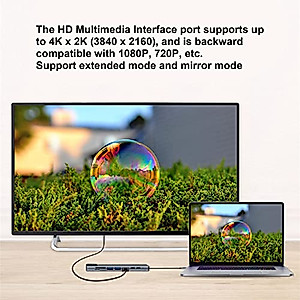 USB C Hub,8 in 1 USB C Dongle for Keyboard Mouse USB Drive Hard Disk Headset, USB C Dock Multiport Adapter , PD Charging Port,Extended and Mirror Mode for TV/Projector