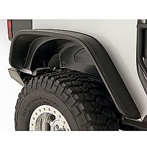 Bushwacker Jeep Flat Style Rear Fender Flares | 2-Piece Set, Black, Textured Finish | 10052-07 | Fits 2007-2018 Jeep Wrangler JK 2-Door