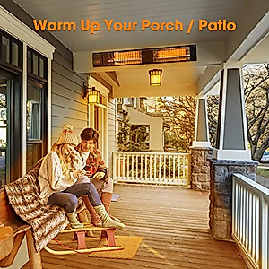 thermomate Infrared Electric Patio Heater, 3000W Carbon Fiber Heating for Outdoor/Indoor, Porch, Deck, Garage with Remote 24 Hours Timer, Hard Wired 240V