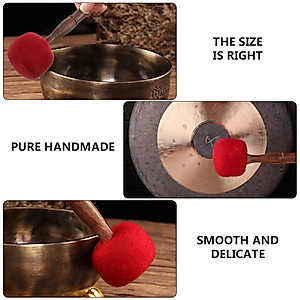 Singing Bowl Mallet Striker Stick: Wooden Sound Stick Buddha Red Sound Bowl Mallet Tibetan Bowl Felt Wrapped Striker for Meditation Yoga Relaxation