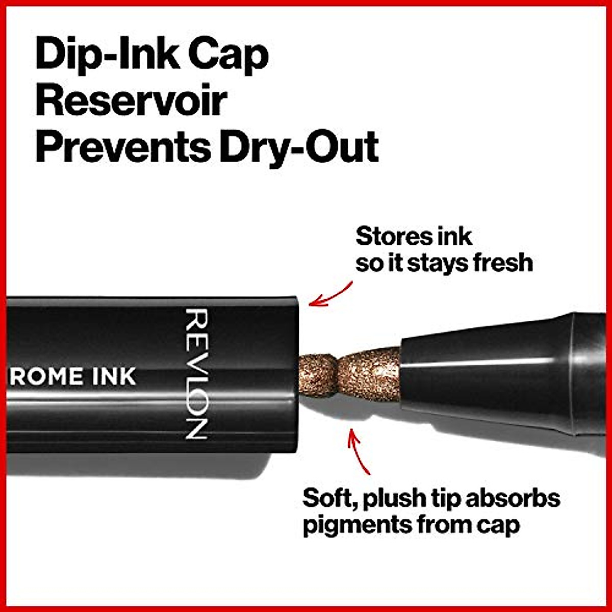 Revlon So Fierce! Chrome Ink Liquid Eyeliner, Longlasting Bold Metallic Pen Liner with Dip Ink Cap for Pearl, Shimmer Blend, 902 Bronzage, 0.03 oz.