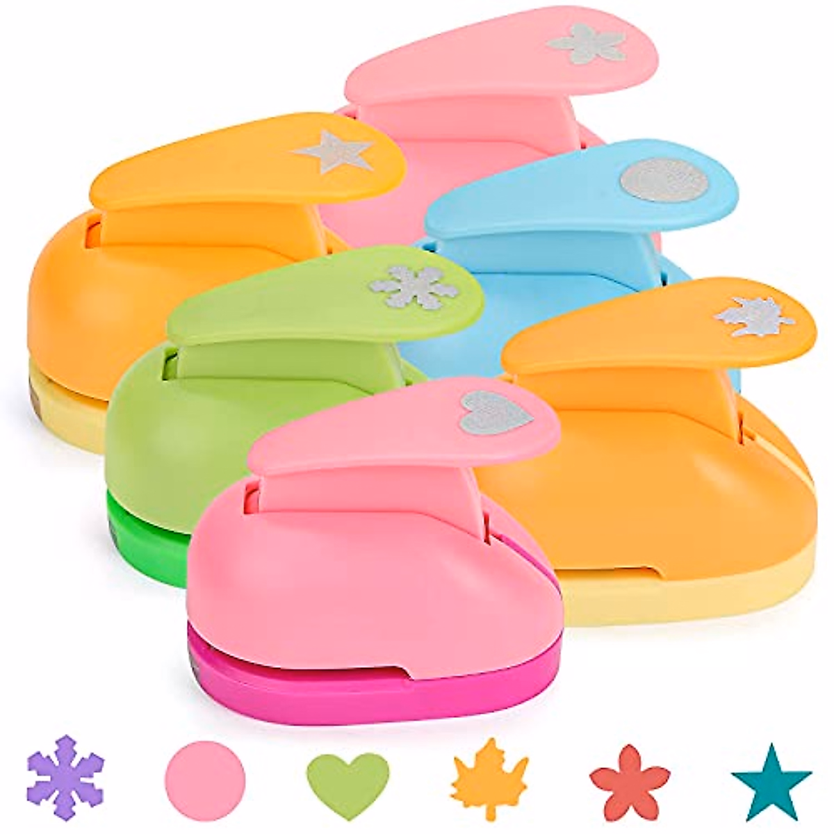 LoveInUSA Punch Craft Set, 6PCS Hole Punch Shapes Hole Puncher for Crafts Paper Punches Decorative Snowflake Star Circle Hole Puncher for Crafting Scrapbook Nail Designs