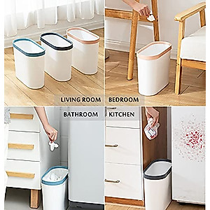 HPDEAR Plastic Wastebasket, Rectangular Slim Trash Can, Narrow Trash Bin, Garbage Can for Bedroom Bathroom Kitchen (Black)