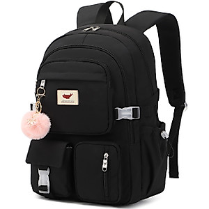 Laptop Backpack 15.6 Inch Kids Elementary Middle High School Bag College Backpacks Anti Theft Travel Back Pack Large Bookbags for Teens Girls Women Students (Black)