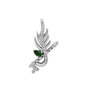 Shine Jewel KRISHNA FLUTE LEAF 925 Sterling Silver Religious Pendant