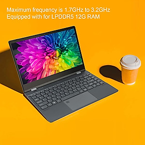 14.1 Inch Laptop Support 4K Four Modes 360 Degree Flip 100-240V 3840x2160 Resolution Laptop 12GB RAM Fingerprint Unlock for Windows 10 11 (US Plug 256GB)