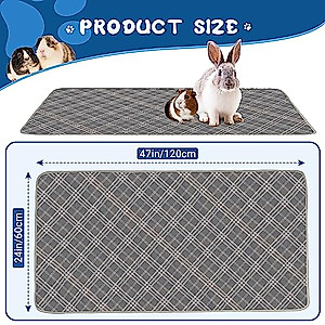 FAWAIKTU 2 Pack Guinea Pig Cage Liners, 47" X 24" Guinea Pig Bedding Reusable Rabbit Bedding, Absorbent Pet Cage Liners for Small Animals Cages Hamster Rat Rabbit Guinea Pig (Grey)