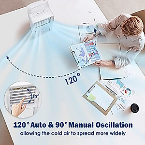 Portable Air Conditioners, USB Personal Evaporative Air Cooler with 12H Timer, 3 Wind Speeds 7 Colors Light, Touch Screen Desktop Cooling Fan with Large Water Tank for Home Room/17