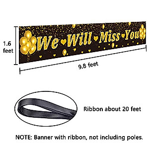 Ushinemi We Will Miss You Banner, Farewell, Going Away, Goodbye, Retirement Party Decorations, 9.8x1.6 Feet