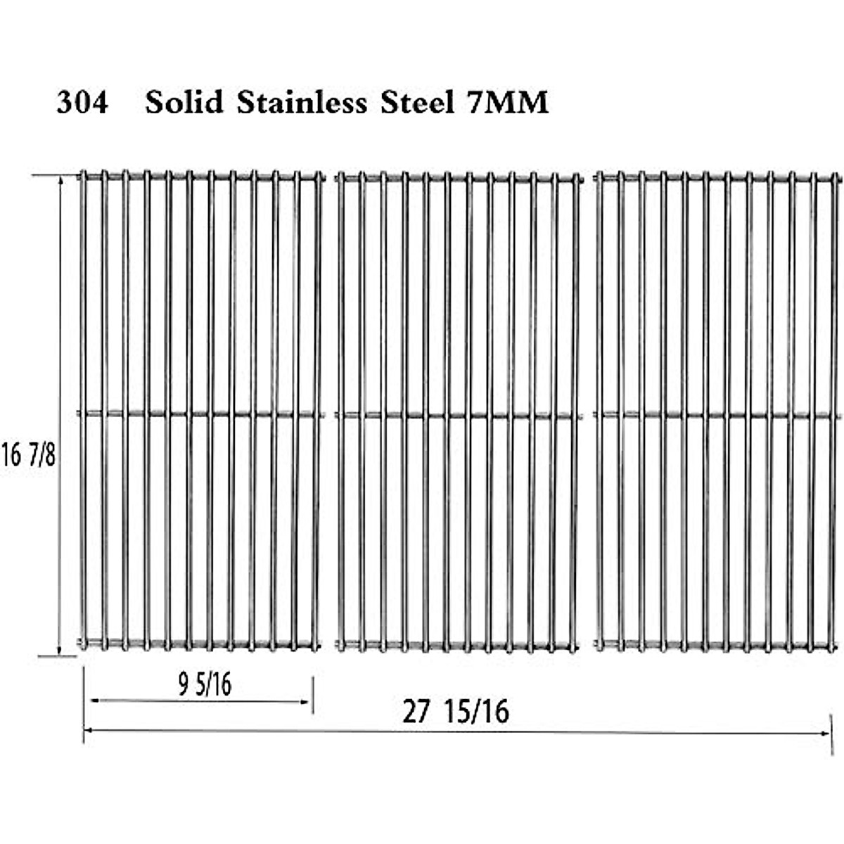 Votenli S6876C (3-Pack) 16 7/8" Stainless Steel Cooking Grid Grates for Charbroil 463420509,463460708,463460710,463461613, 463461614, 466420909,463420508,466420911,463440109B Master Chef 85-3065-6