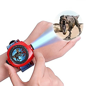 Chenfly Dinosaur Projector Digital Wrist Watch Kids Watch 24 Dinosaur Design Cartoon Watch Projector Funny with Strap Educational Toy Gift