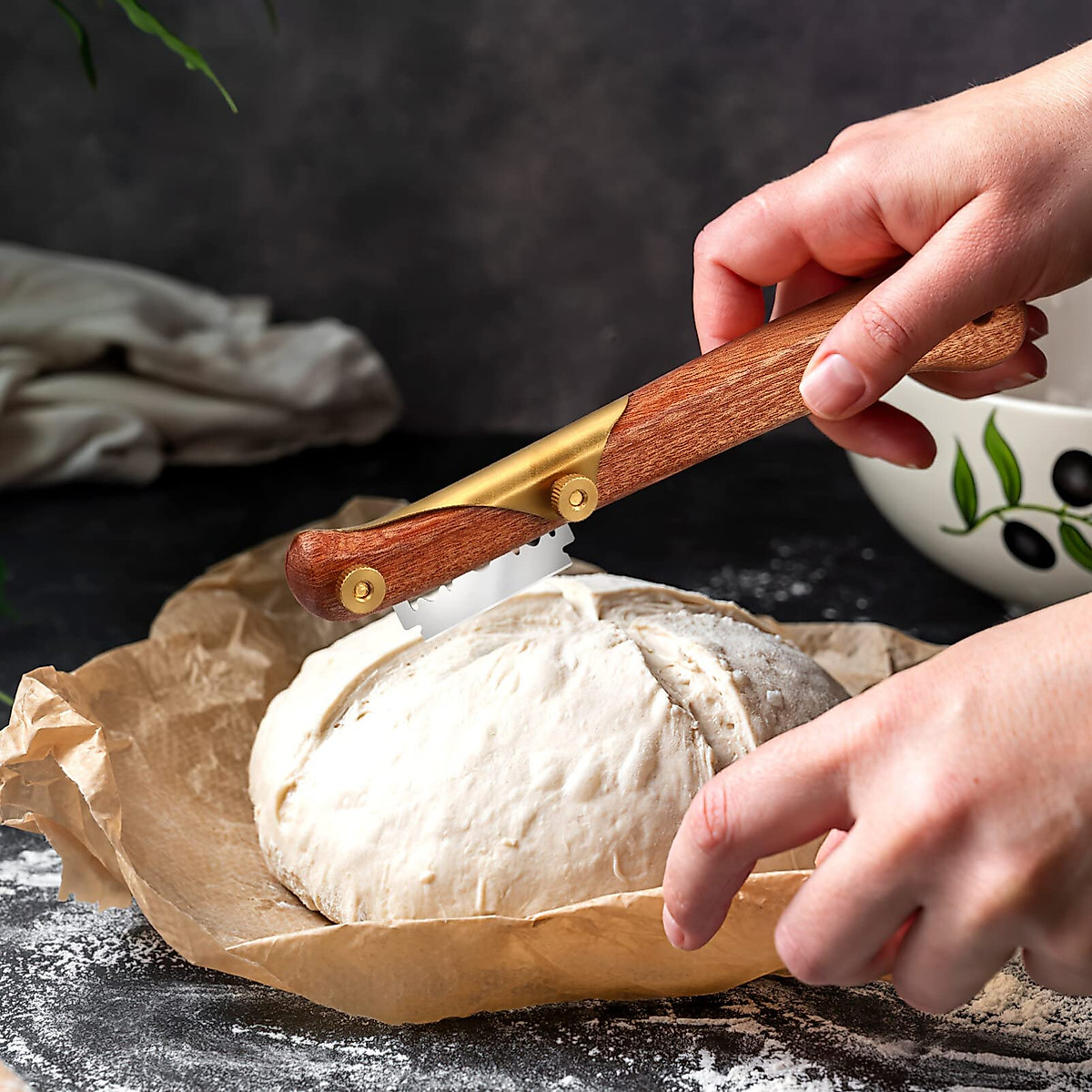 Tofficu Bread Lame Sourdough Scoring Tool Sourdough Bread Knife - Bread Making Accessories - Bread Razor Scorer With Blades and Storage Cover - Bread Cutter for Homemade Bread