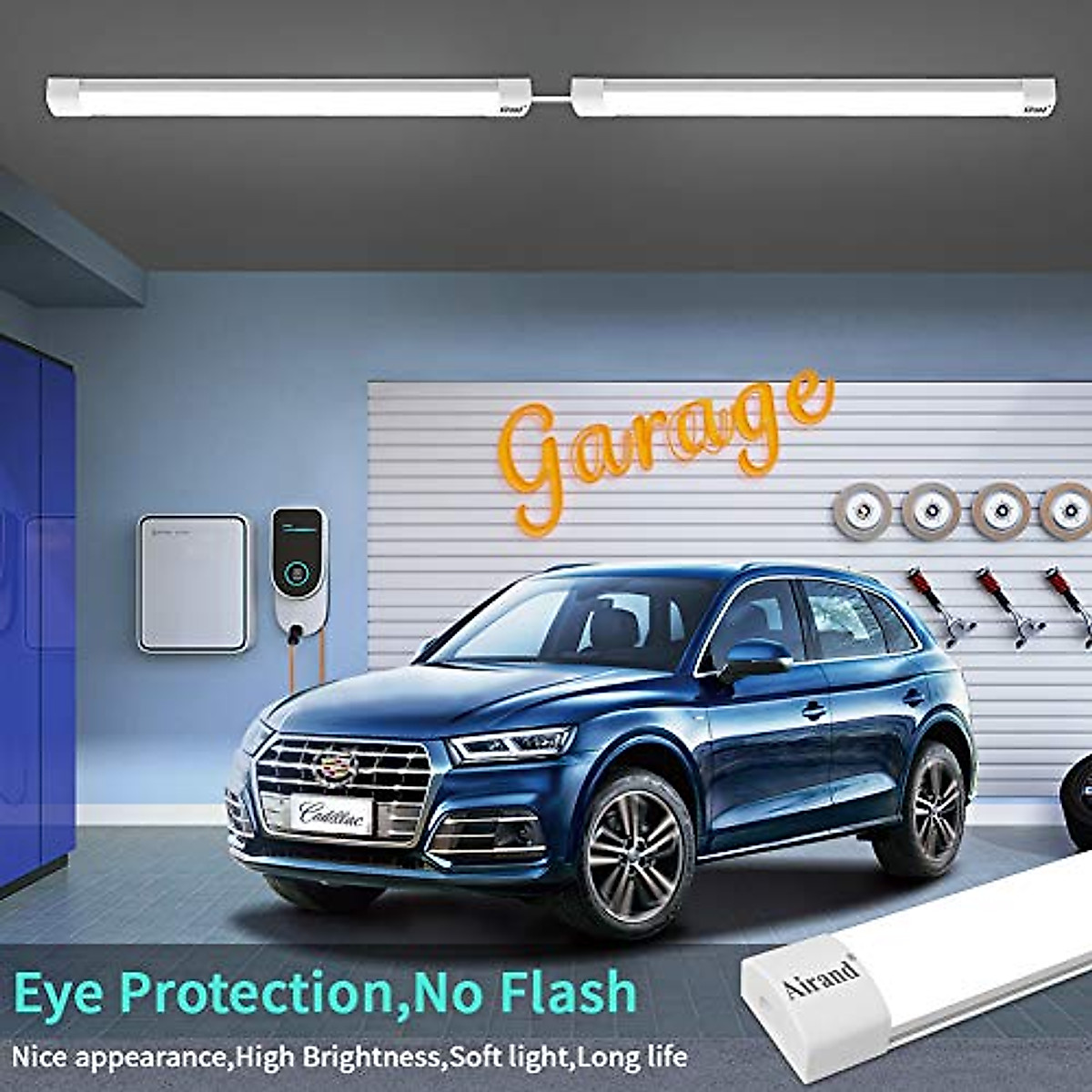 Led Shop Lights for Garage 4 Foot with Plug Led Ceiling Light 36W 4Ft 2 Pack 5000K Super Bright Wall Lights IP66 Waterproof Led Light for Garage, Workbench, Hallway, Closet
