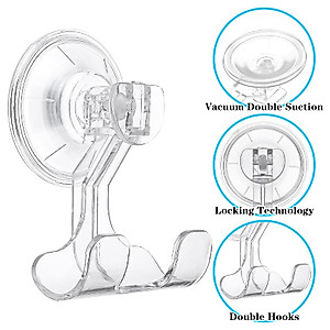 Suction Cup Razor Holder, 2 Pack Shower Razor Holder Large Suction Cup Hooks Heavy Duty Reusable Vacuum Shower Hook, Removable Suction Hooks for Bathroom Kitchen Towel Loofah Sponge Bathrobe Wreath