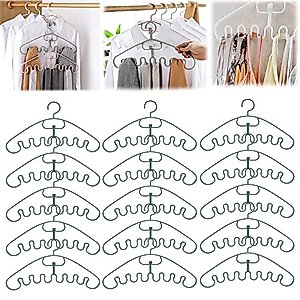 FETNHU Wave Pattern Hanger, Multifunctional Magic Wave Pattern Stackable Hanger, 8 Slots Non Slip Stackable Space Saver Closet Organization Hangers for Bra Top Camisole (Green,15PCS)