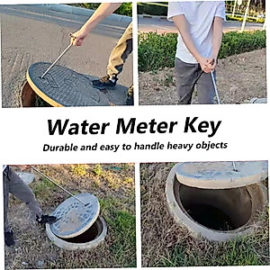 Peosaard Manhole Cover Hook, 15x5.9 Stainless Steel Manhole Cover Hook, Non Slip Manhole Cover Lifter Hooks, Drain Grate Lifter with Thick Handle for Roll-Up Door