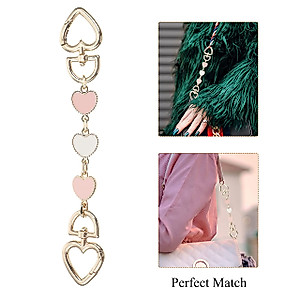 SONGKISSZQ Purse Chain,Bag Extender Purse Chain Strap for Women Crossbody Bags Purse Shoulder Belt Chain (Pink Heart)