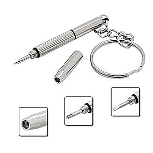 Eyeglass Screwdriver, Maserfaliw 3in1 Mini Sunglasses Eyeglass Phone Watch Repair Keychain Screwdriver Kit Tool - Silver, Home Essential Tools, Holiday Gifts.