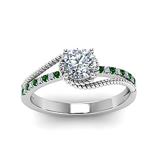 CustomizedGifts Round Cut diamond Split Shank Engagement Ring with White Diamond in 14K Rose Gold Handcrafted for Women Gift for Lover Anniversary, Wedding, Engagement, Party, Modern Design